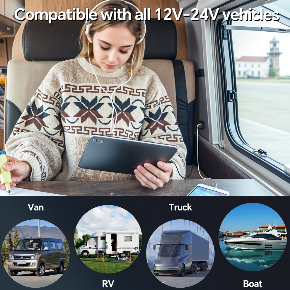 RV 12V USB Outlet USB Charger All-Aluminum, Type A + Type C Ports with ...